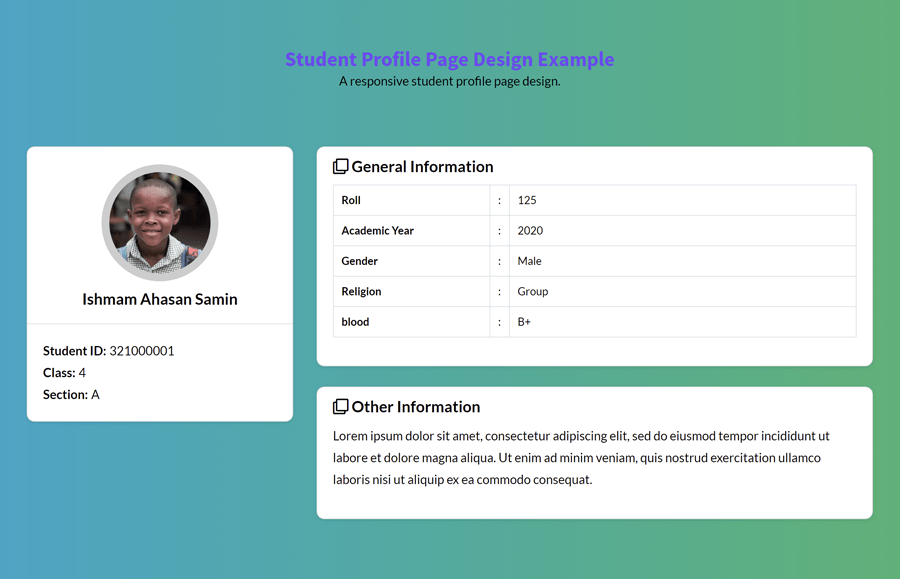 Student Profile Template Word